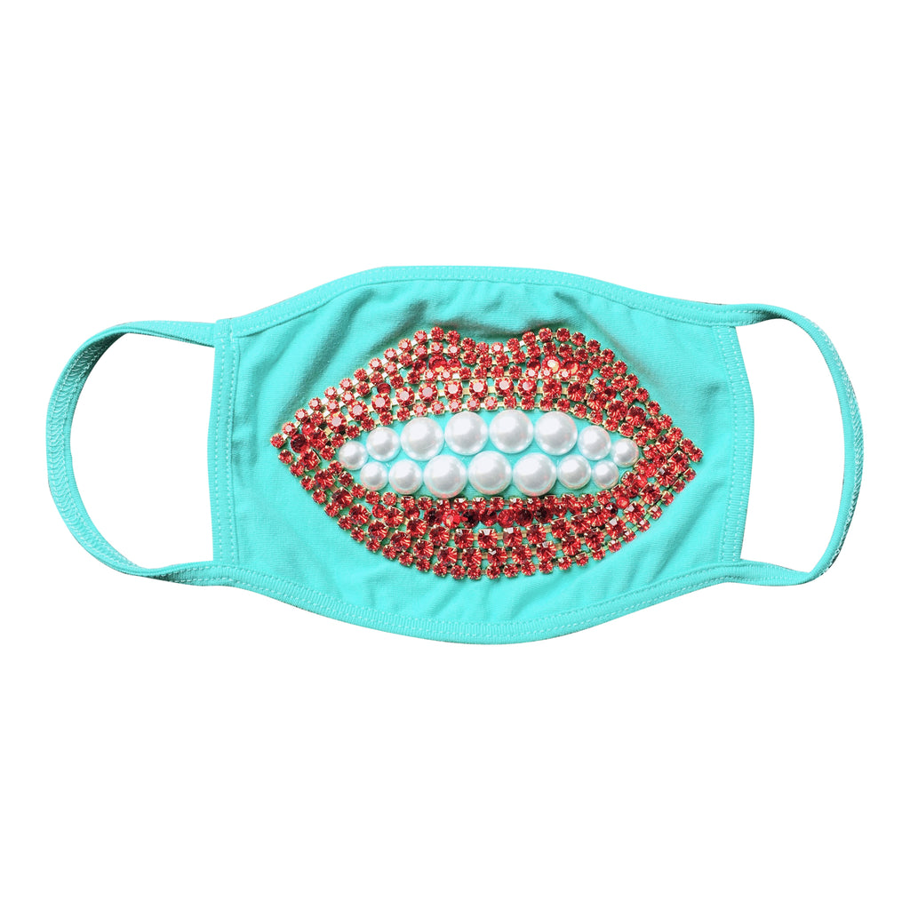 A-Morir Studio | Surreal Lips Face Mask in Turquoise